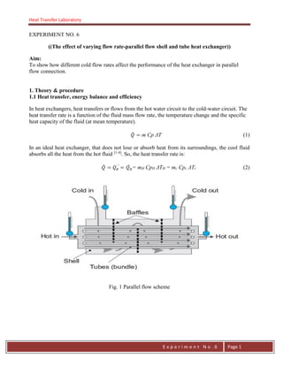 The effect of varying flow rate-parallel flow shell and tube heat ...