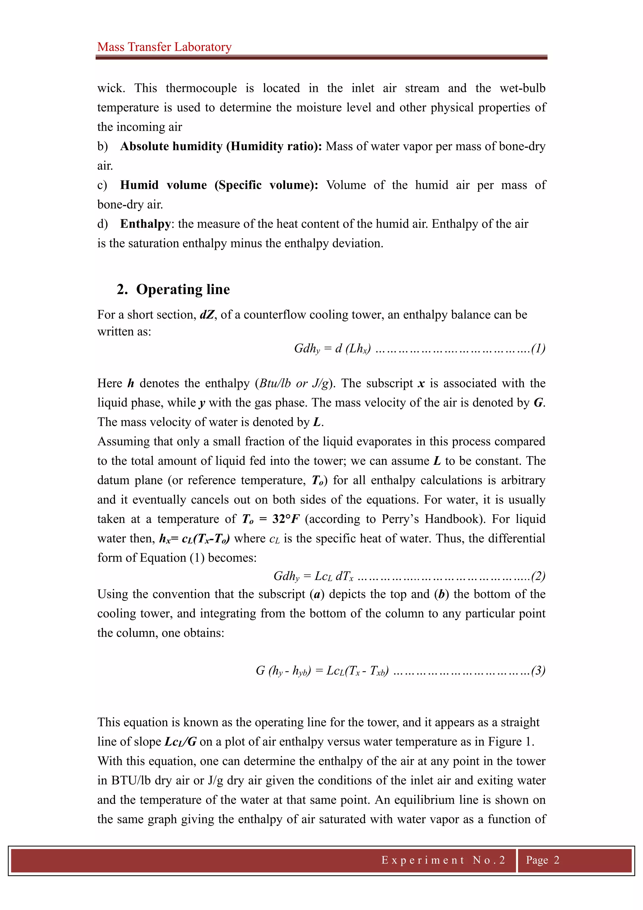Estimate the evaporation rate of water (water loss) for the cooling ...