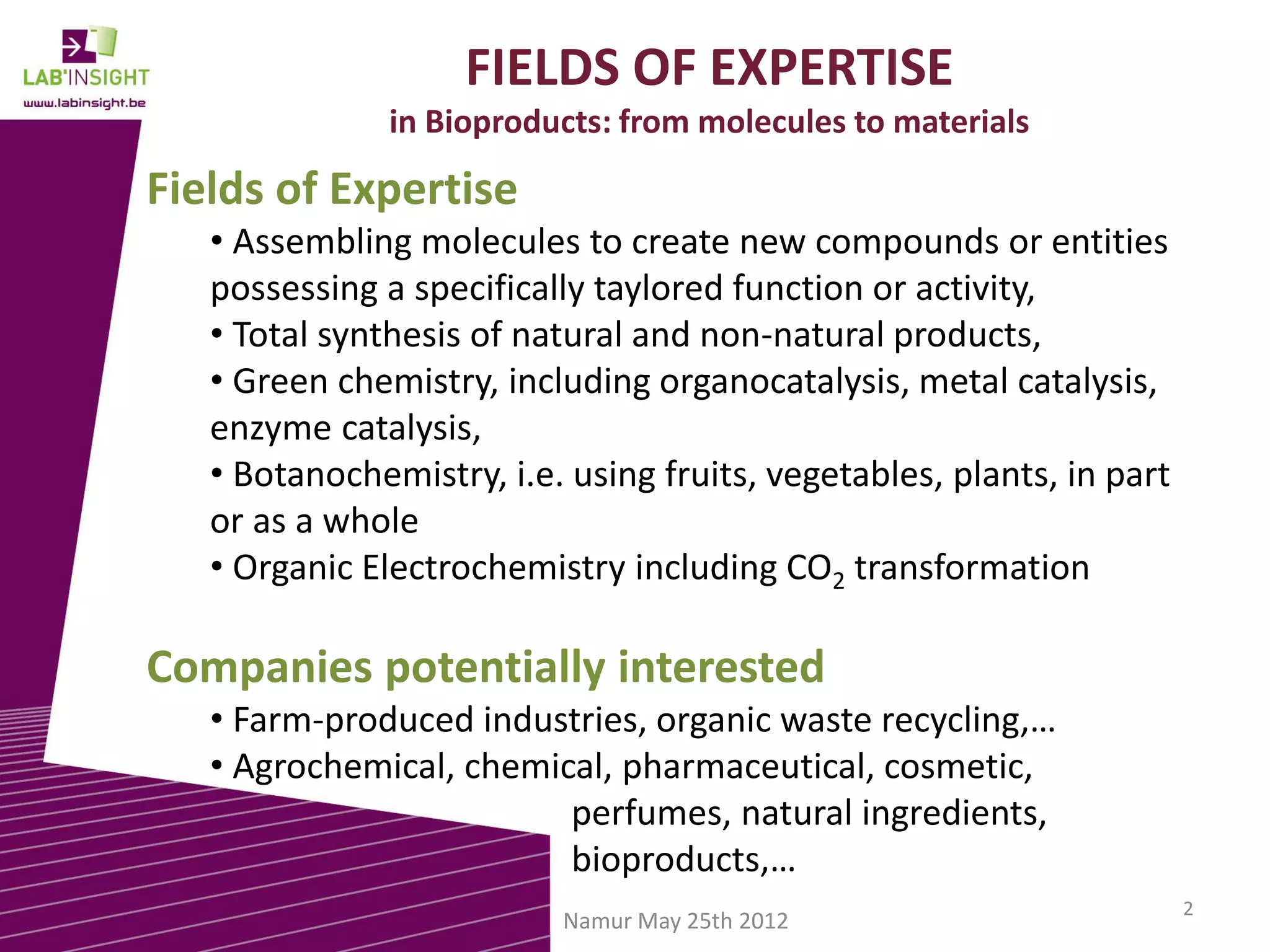 Laboratory of organic and medicinal chemistry - UCL- Lab'InSight ...