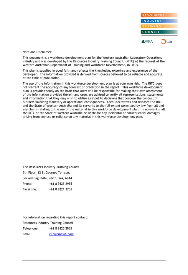 Laboratory operations workforce development plan oct 2010 | PDF