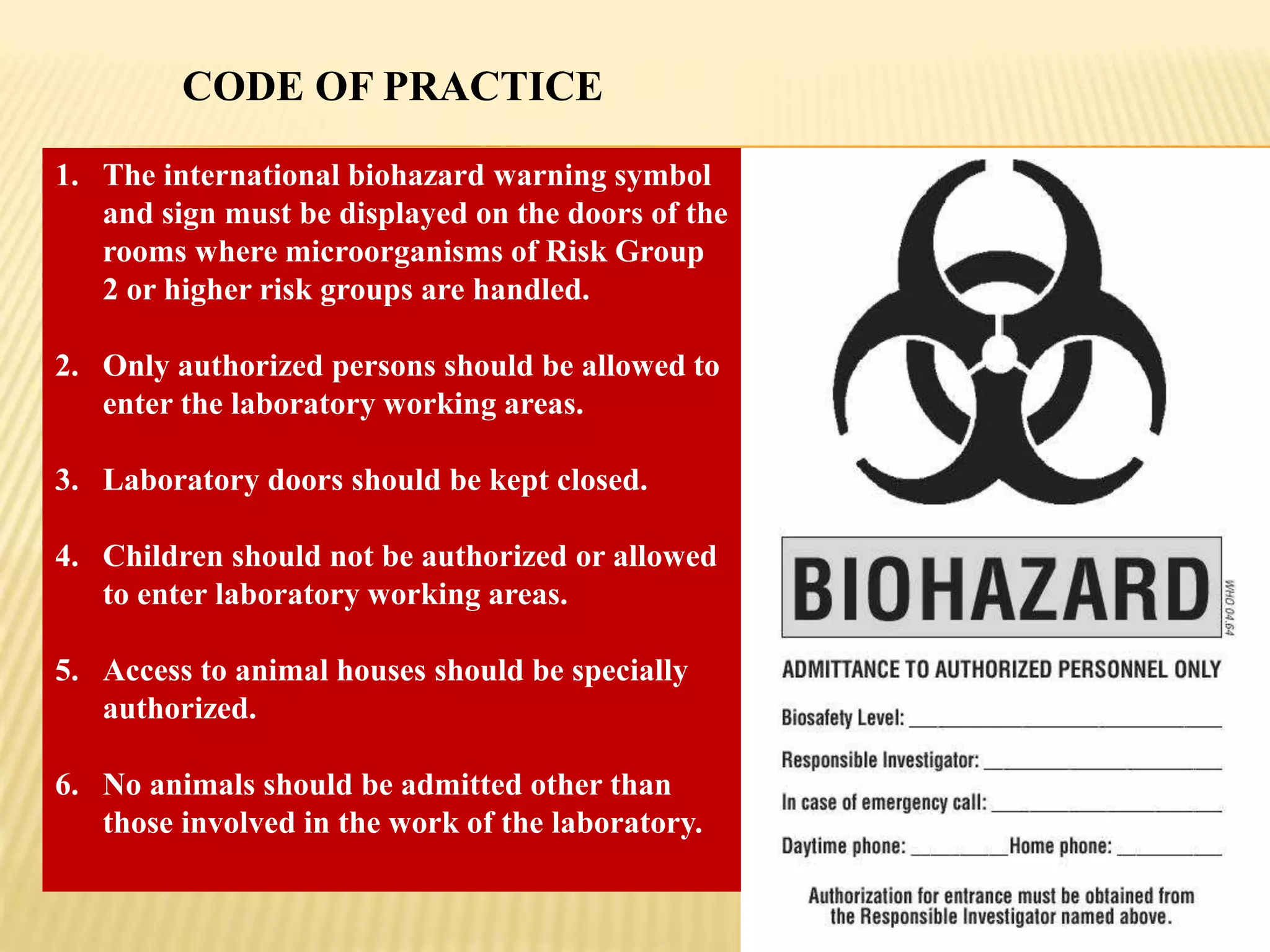 Laboratory oranization and biosafety requirements of microbiology ...