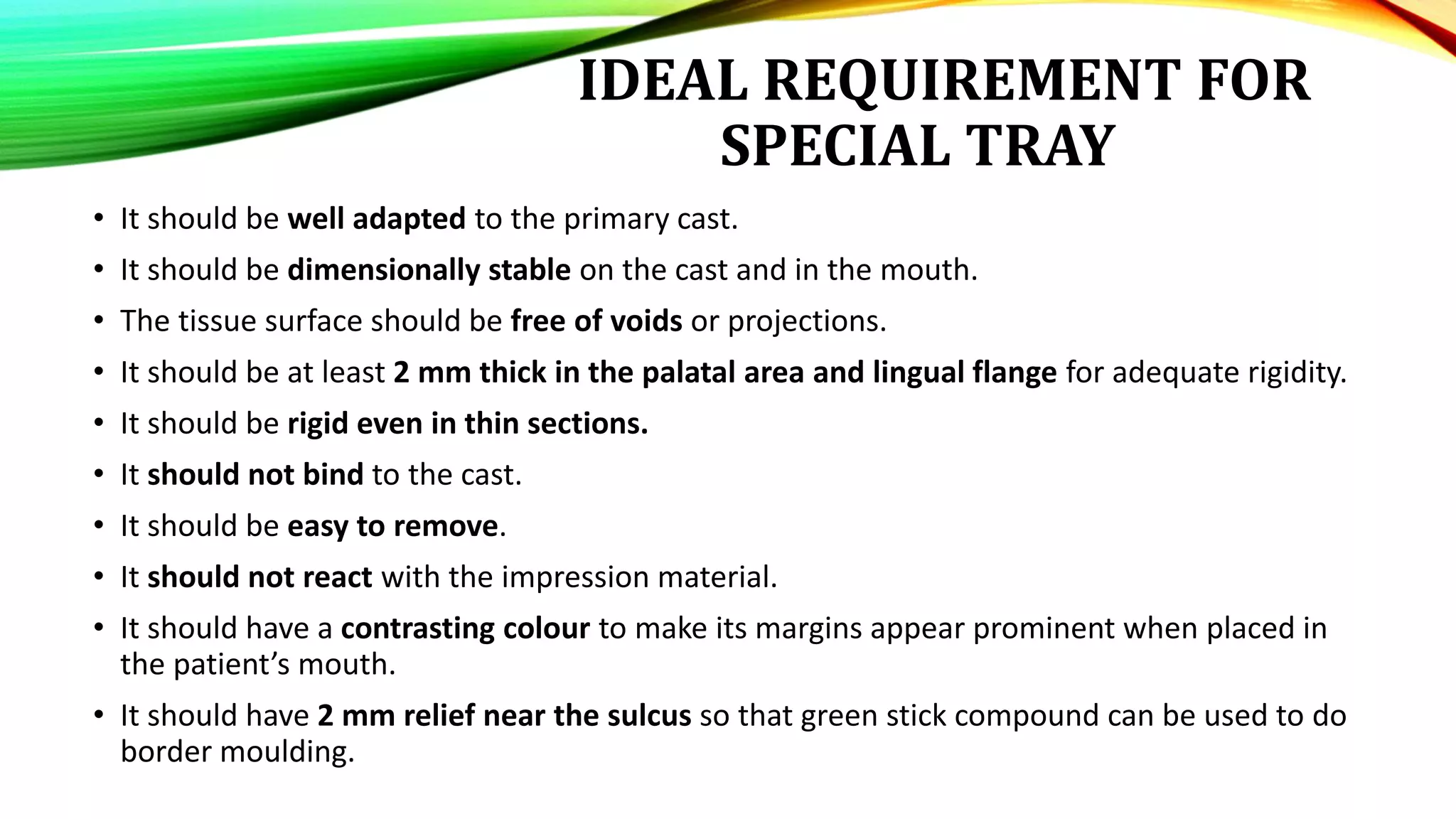 special tray in complete denture | PPTX