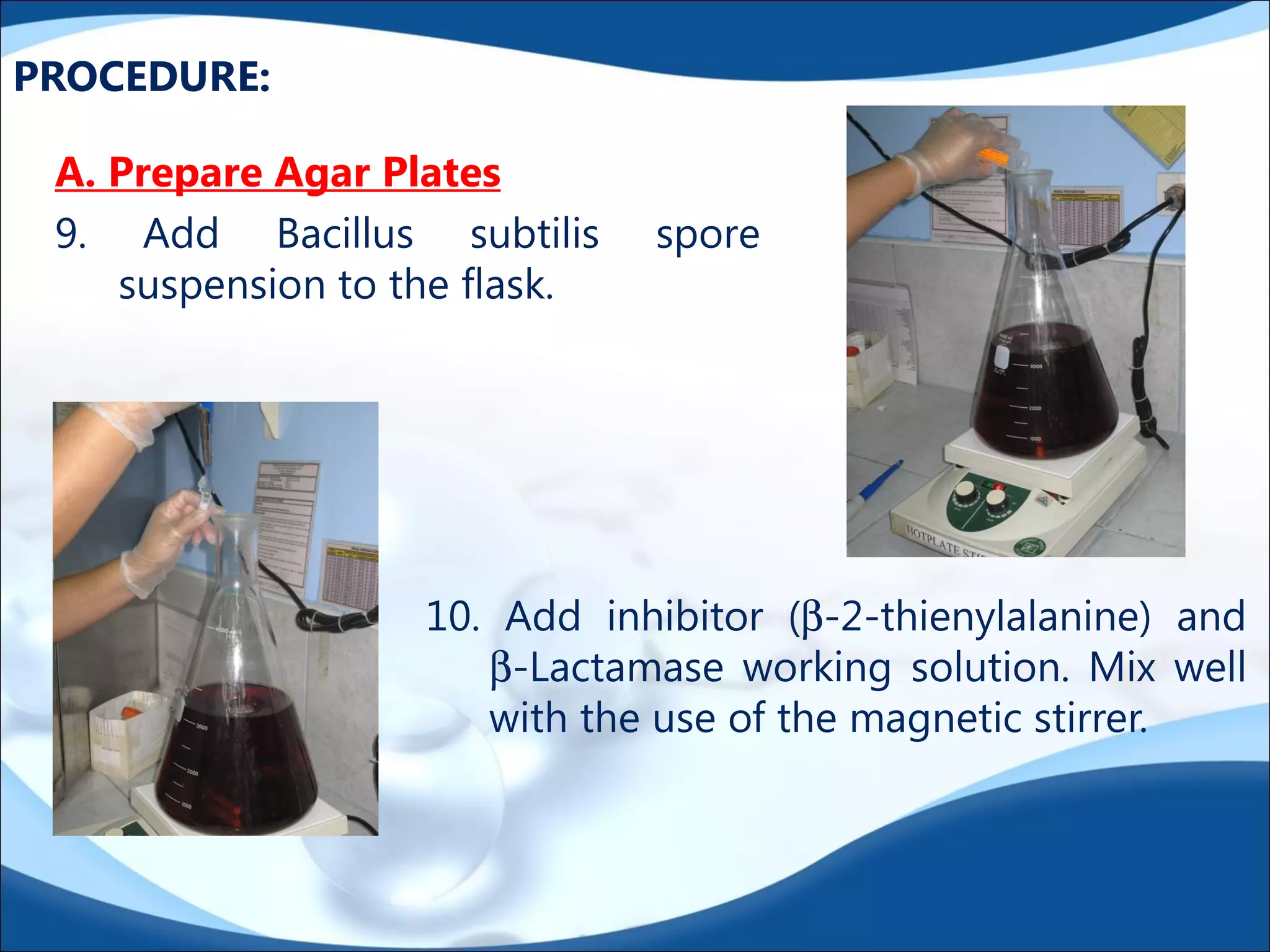 Laboratory procedure of bacterial inhibition assay | PPT