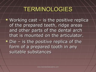 Laboratory procedures in fpd/cosmetic dentistry courses | PPT