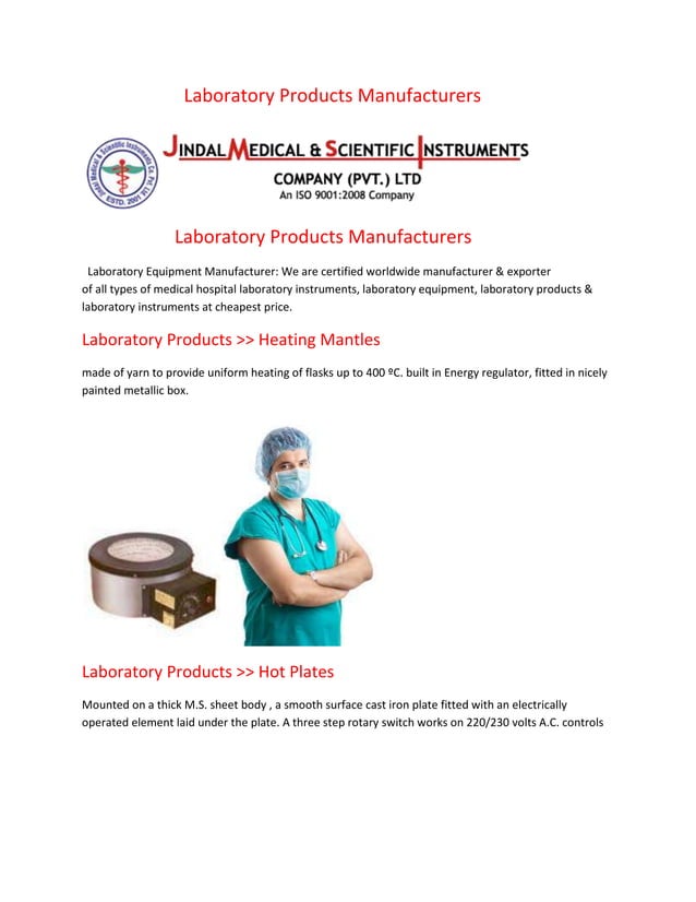 Laboratory products manufacturers | PDF