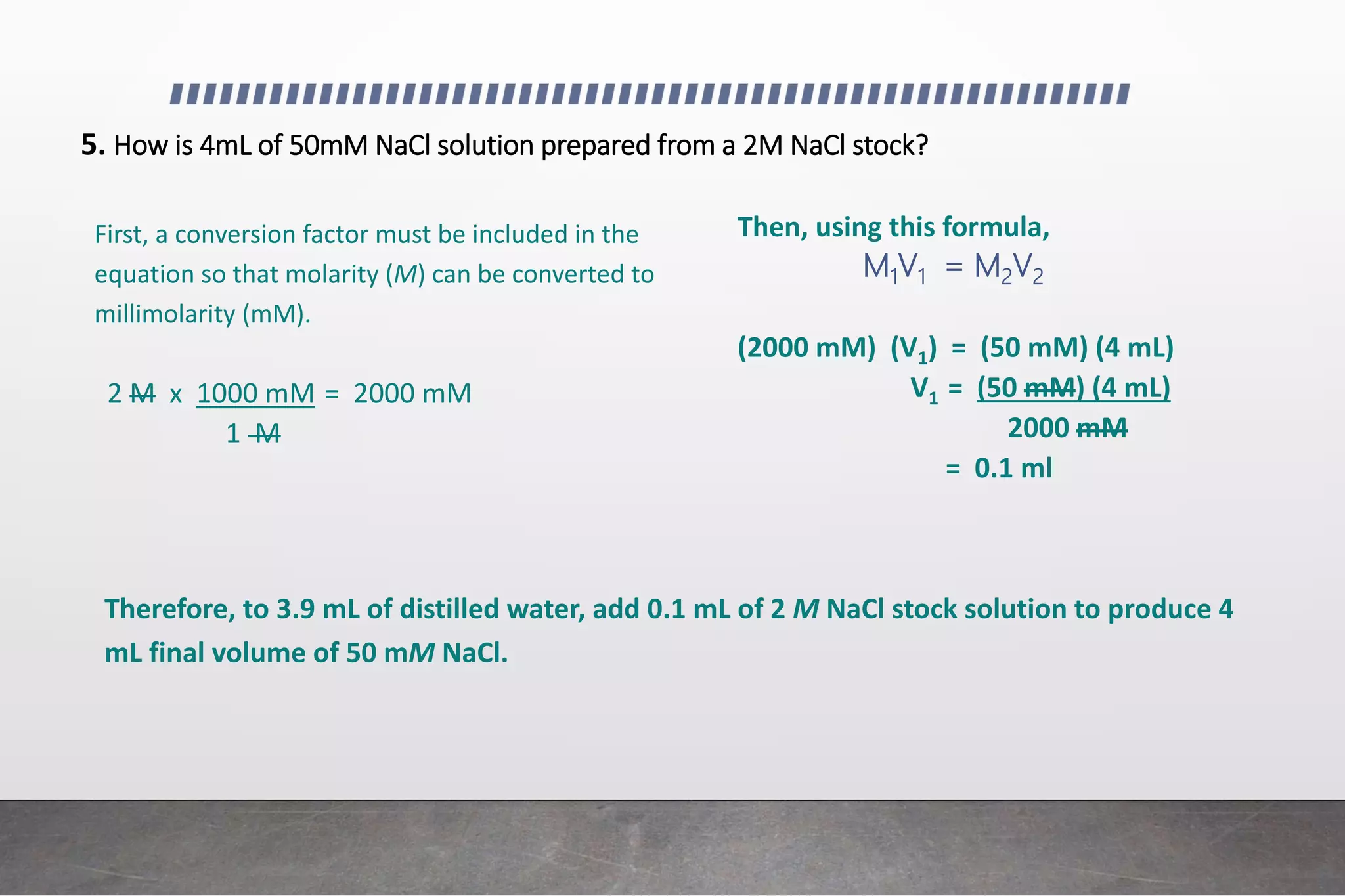 Laboratory reagent preparation and calc. worksheet | PPTX