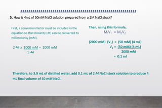 Laboratory reagent preparation and calc. worksheet | PPTX