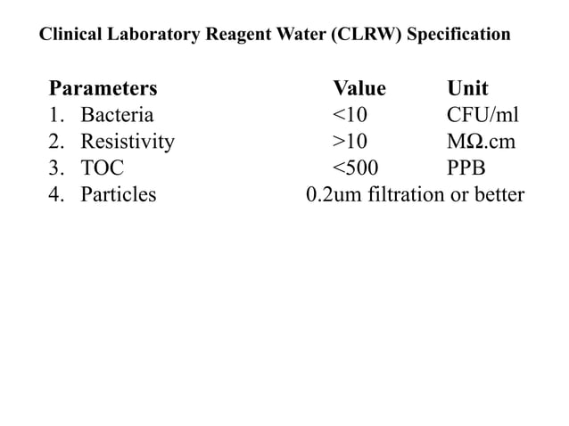Laboratory reagent water | PPTX | Chemistry | Science