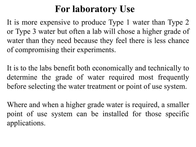 Laboratory reagent water | PPTX | Chemistry | Science