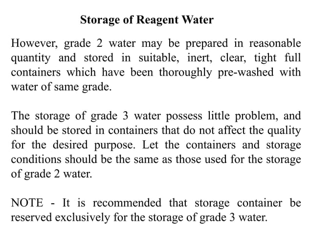 Laboratory reagent water | PPTX | Chemistry | Science
