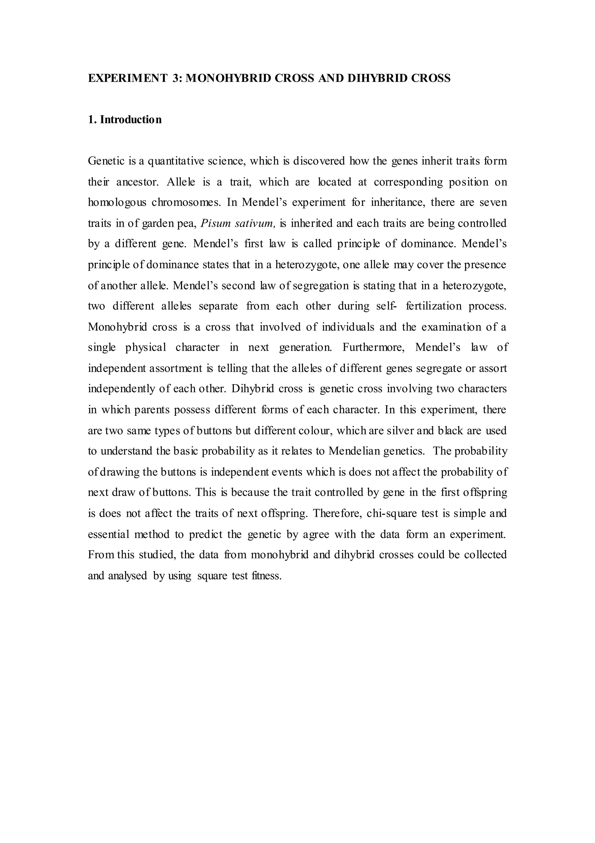 MONOHYBRID AND DIHYBRID CROSS | DOCX