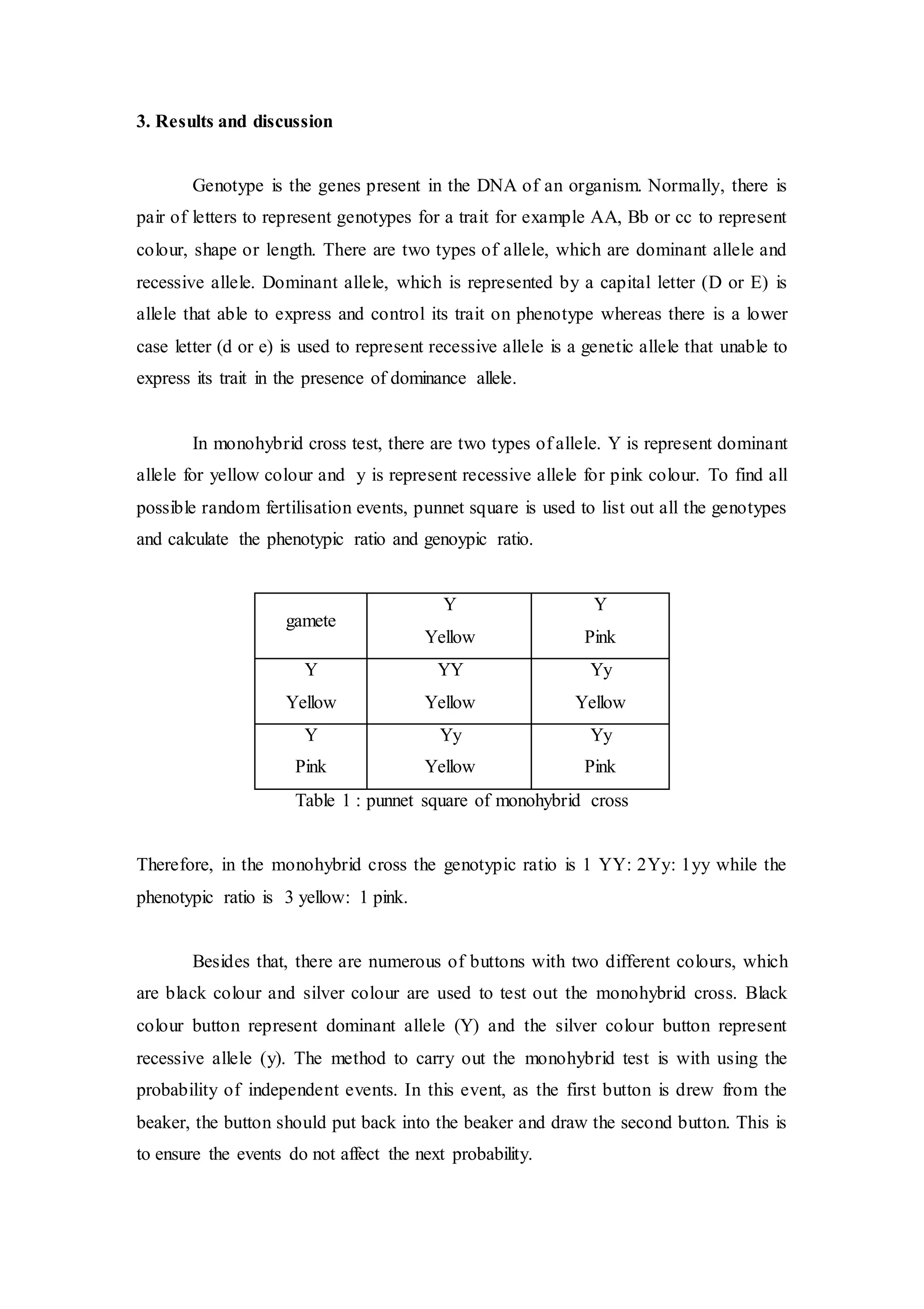 MONOHYBRID AND DIHYBRID CROSS | DOCX