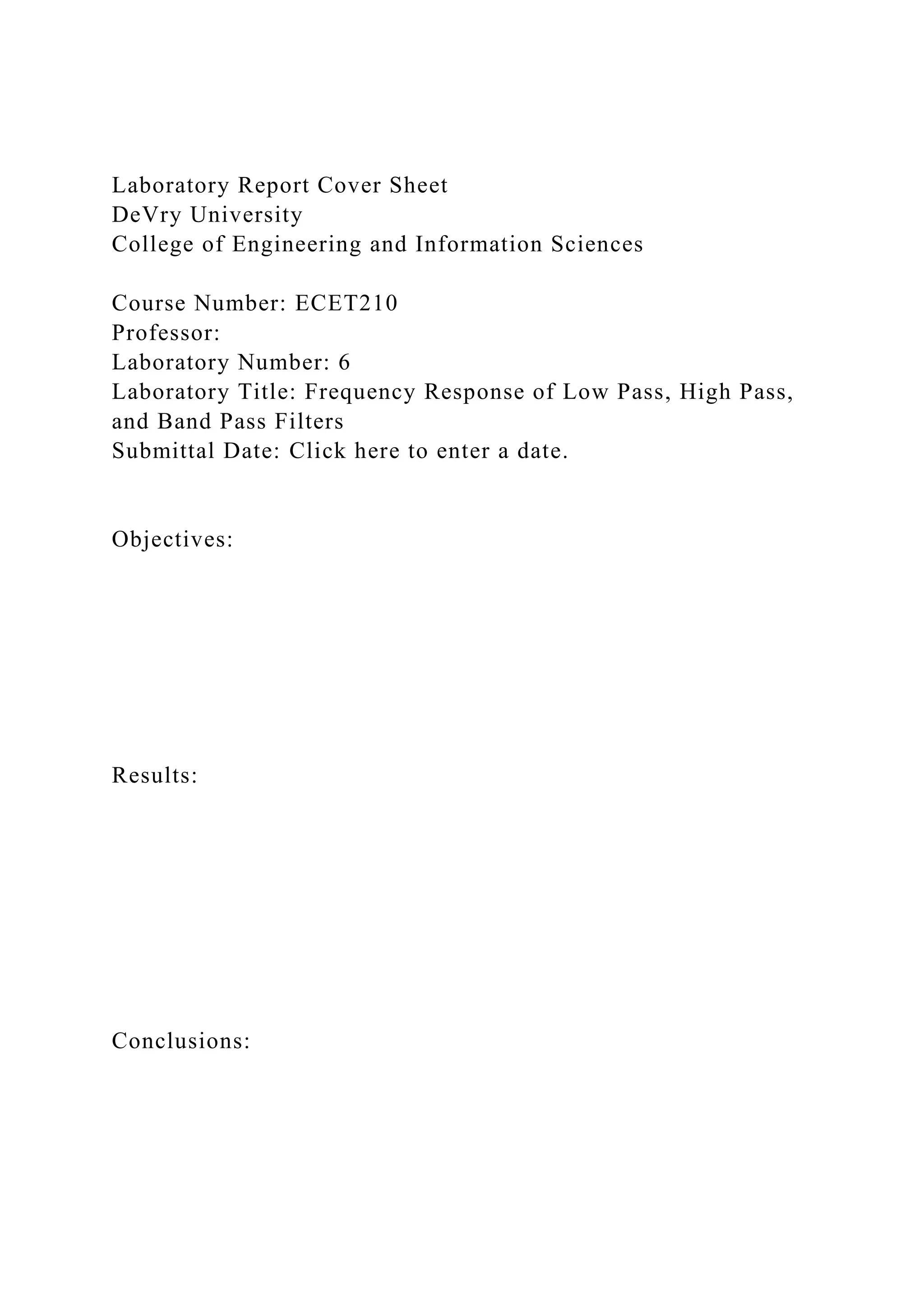 Laboratory Report Cover Sheet DeVry UniversityCollege of Engin.docx