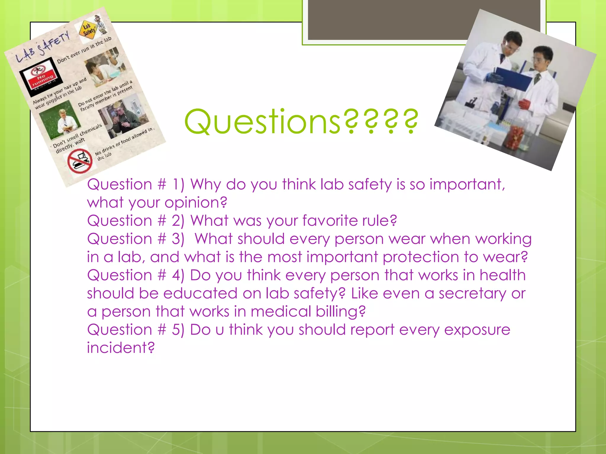 Laboratory safety randi hansen | PPTX | First Aid | Injuries