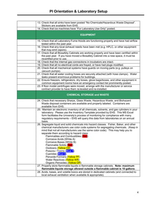 Laboratory safety manual pi orientation & laboratory setup 120622 | PDF
