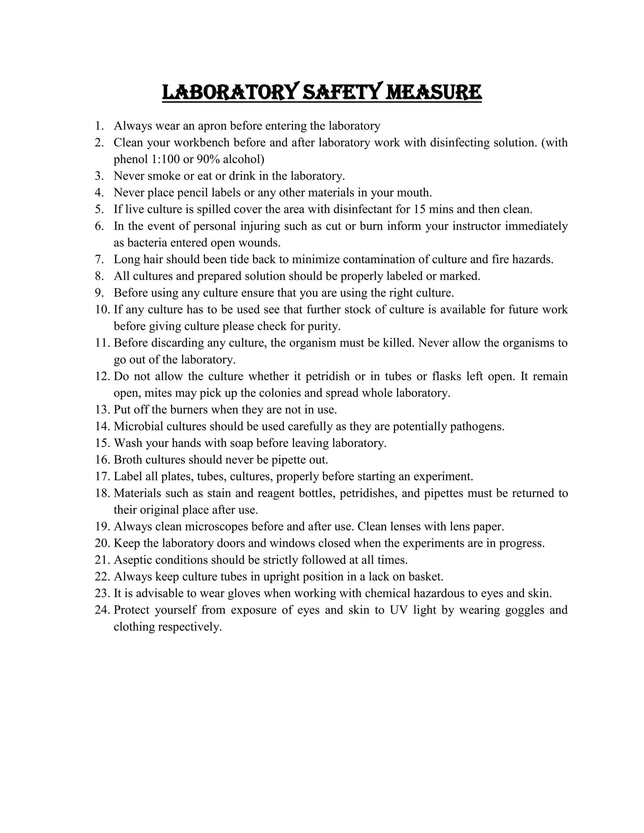 Laboratory safety measure | PDF