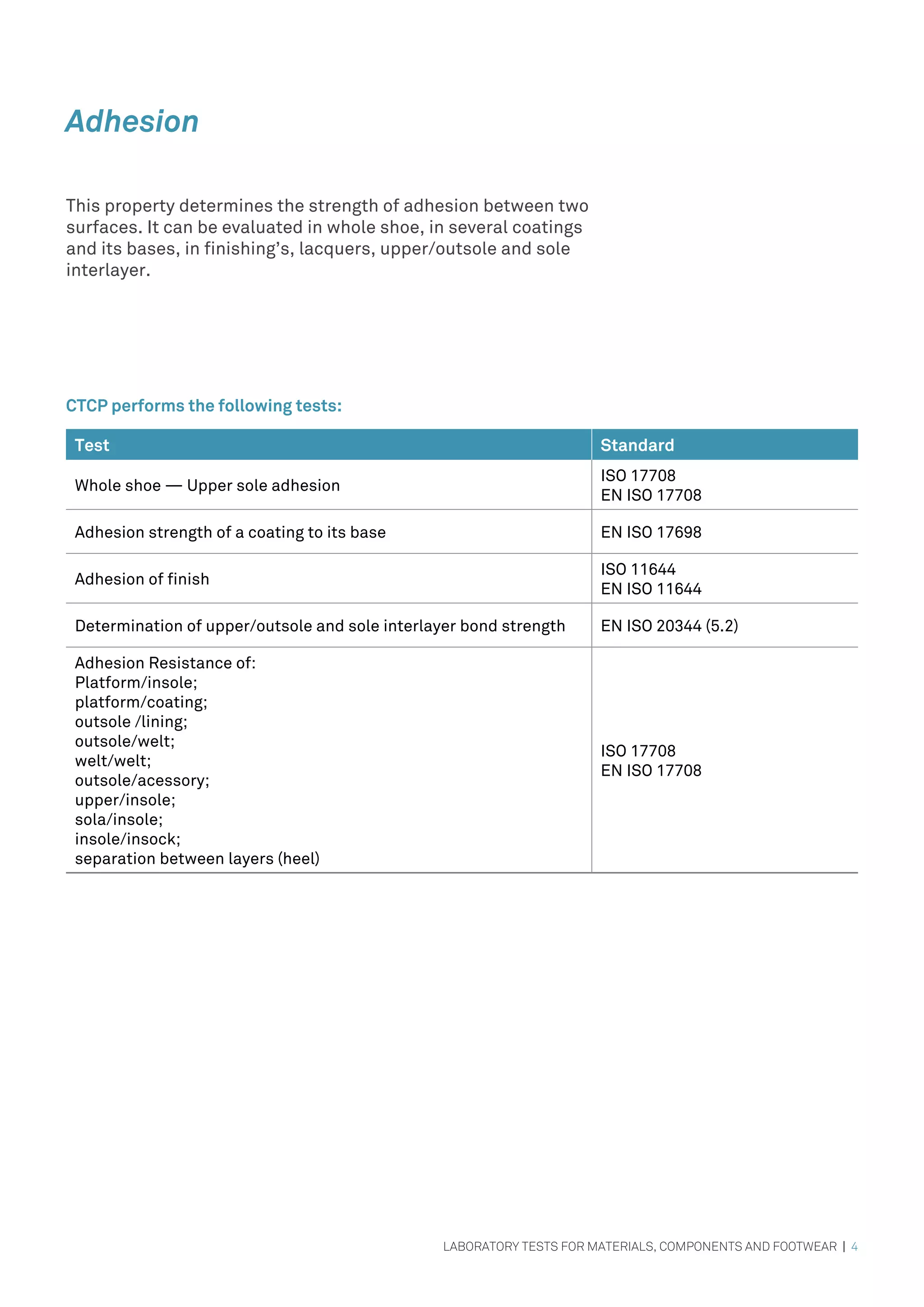 Laboratory tests for materials, components and footwear | PDF