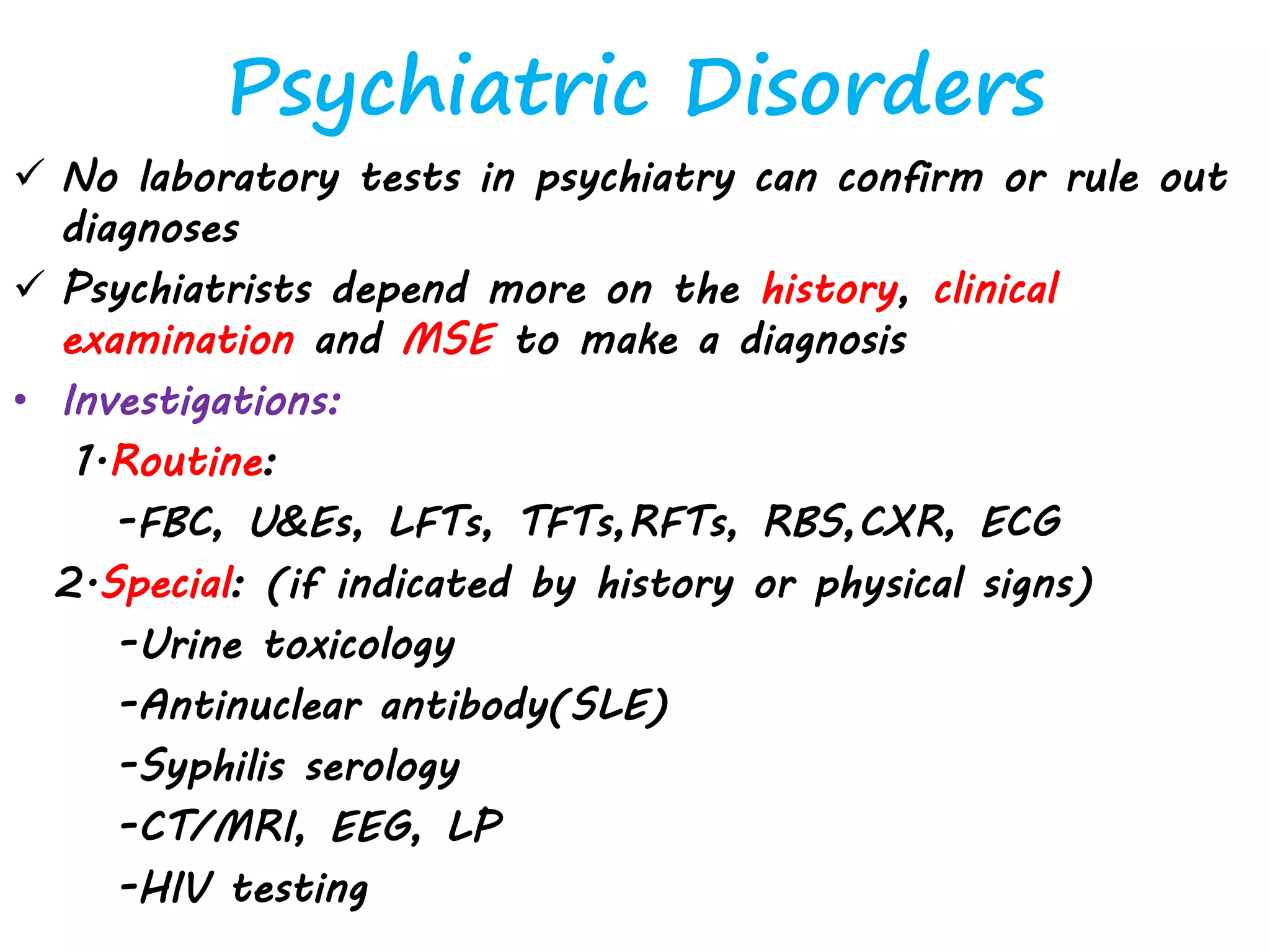Laboratory tests in psychiatry | PPTX
