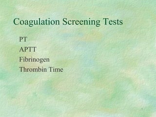 Laboratory tests of hemostasis and coagulation system (dr ellinor ...