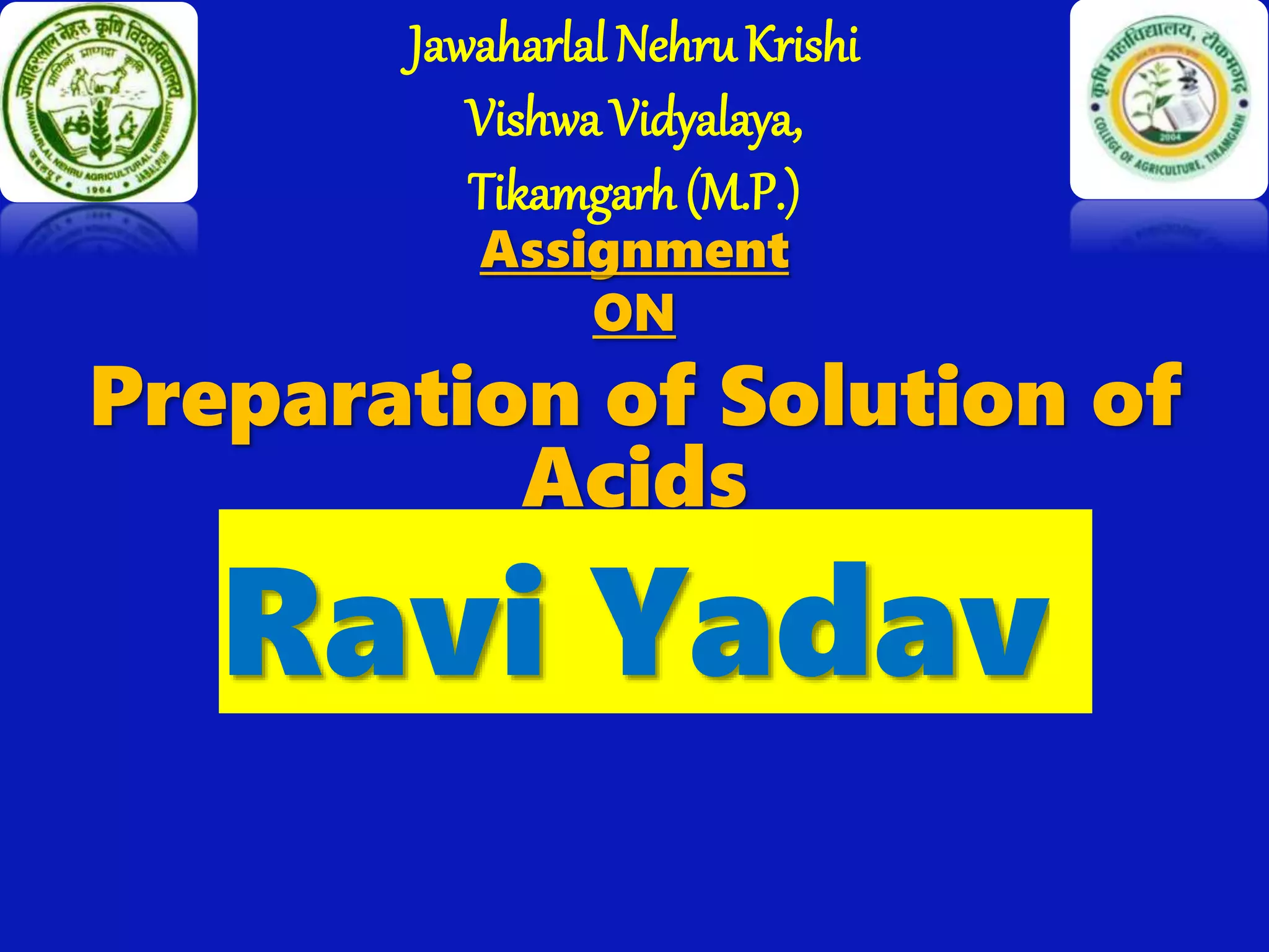Preparation of Solution of Acids | PPTX