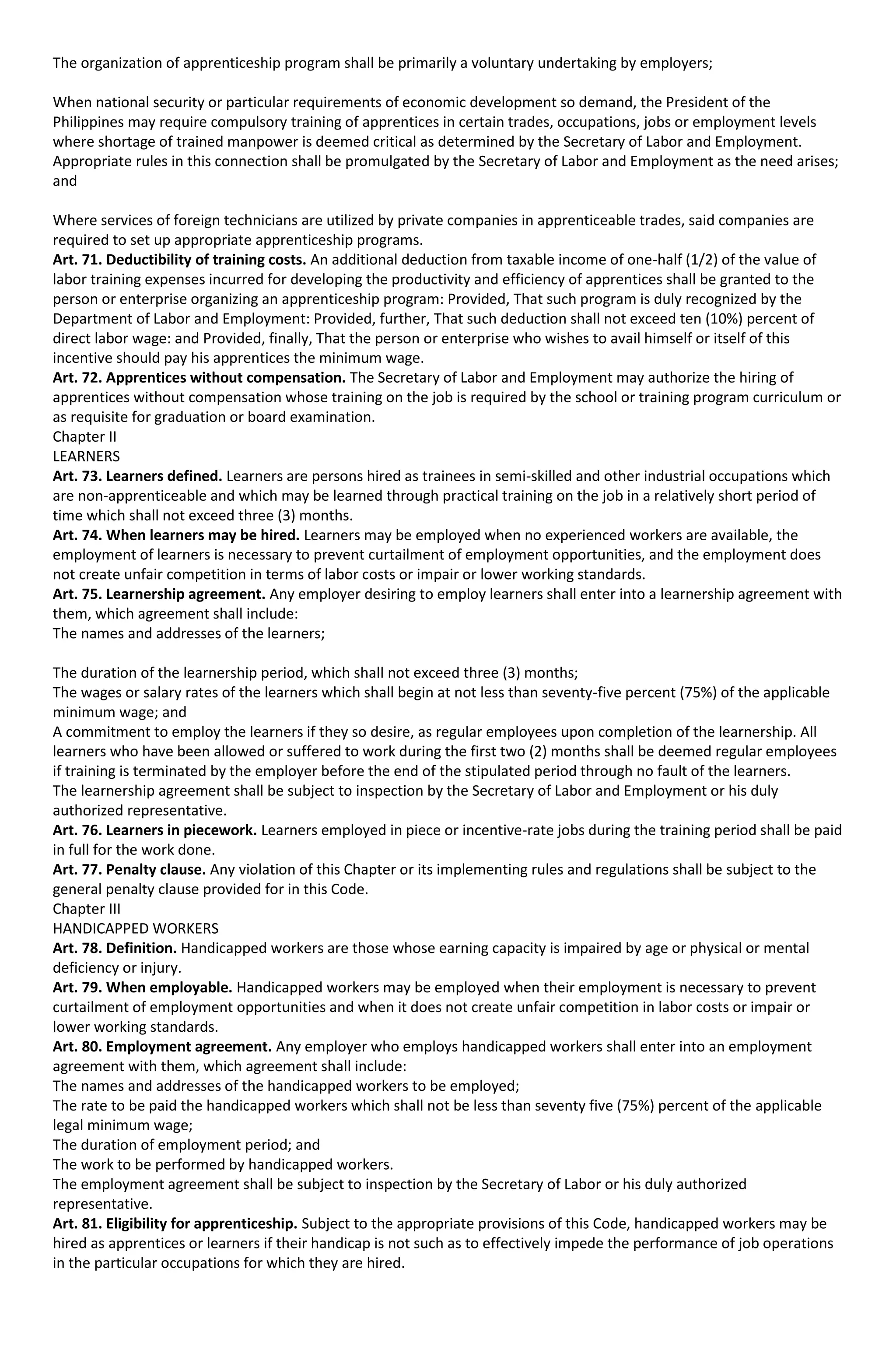 Labor code of the philippines | DOCX