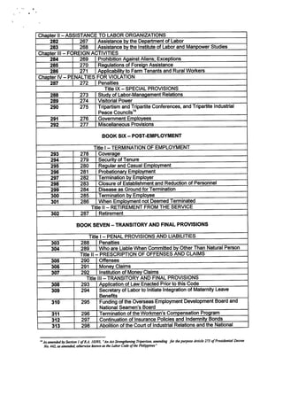 Labor Code of the Philippines (Re-numbered) | PDF