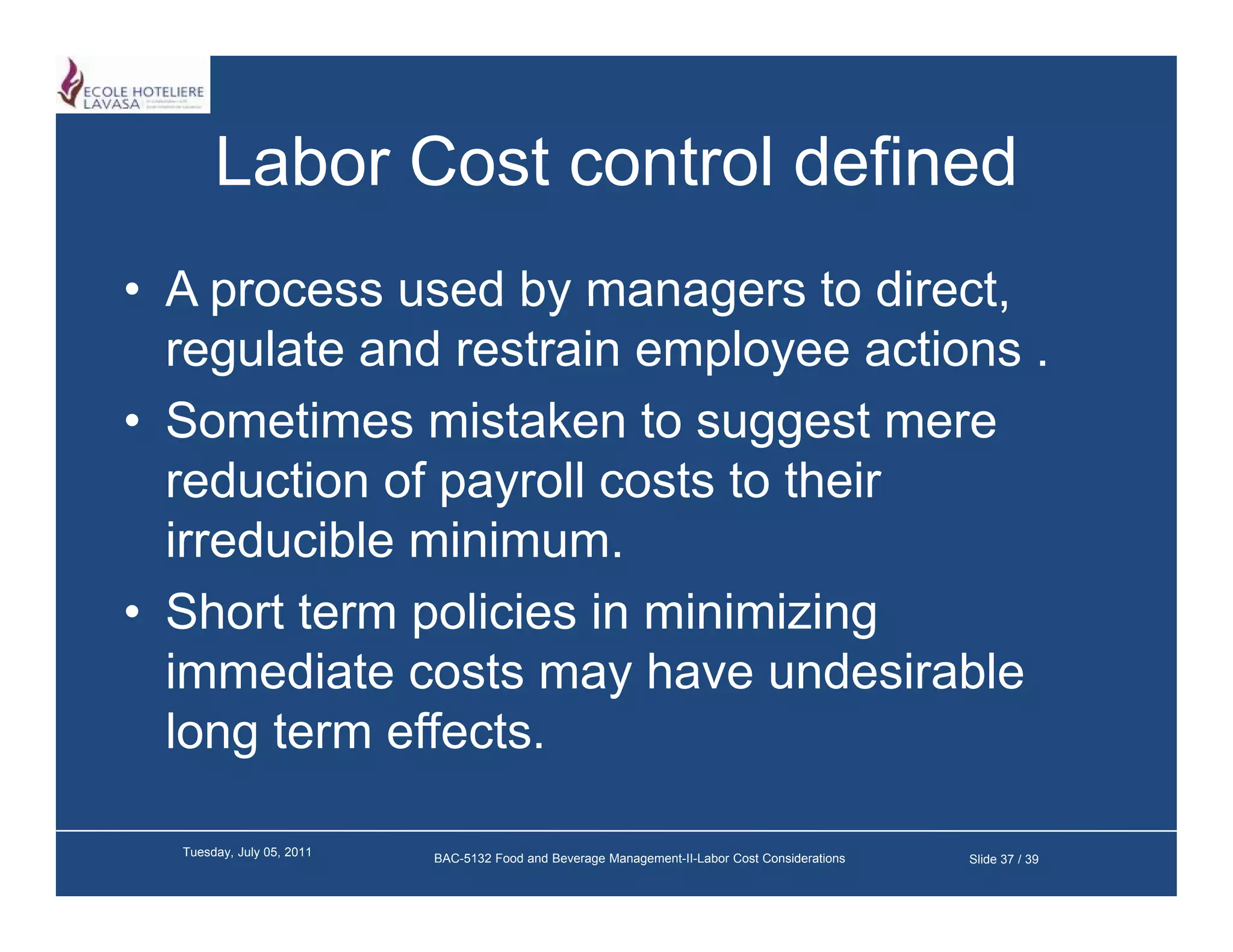 Labor cost considerations | PDF