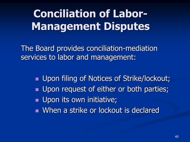Labor dispute resolution systems | PPTX | Law
