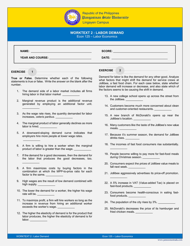 Labor Economics Worktext | PDF