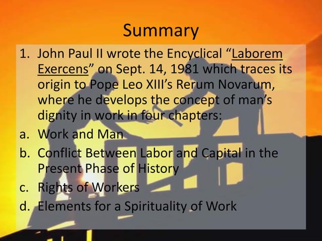 Laborem Exercens | PPTX | Christianity | Religion & Spirituality