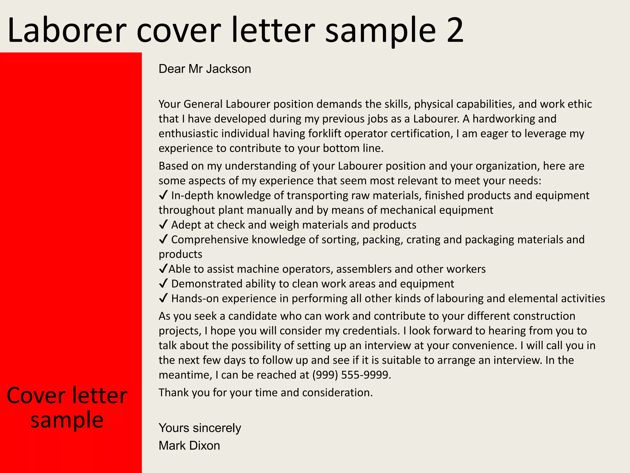 Laborer cover letter | PPTX