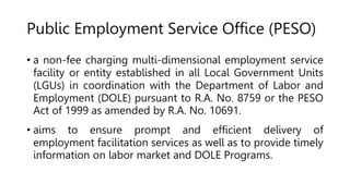 Labor market information with core services of PESO | PPTX