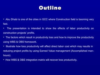 Labor productivity improvement in construction projects using wbs obs ...