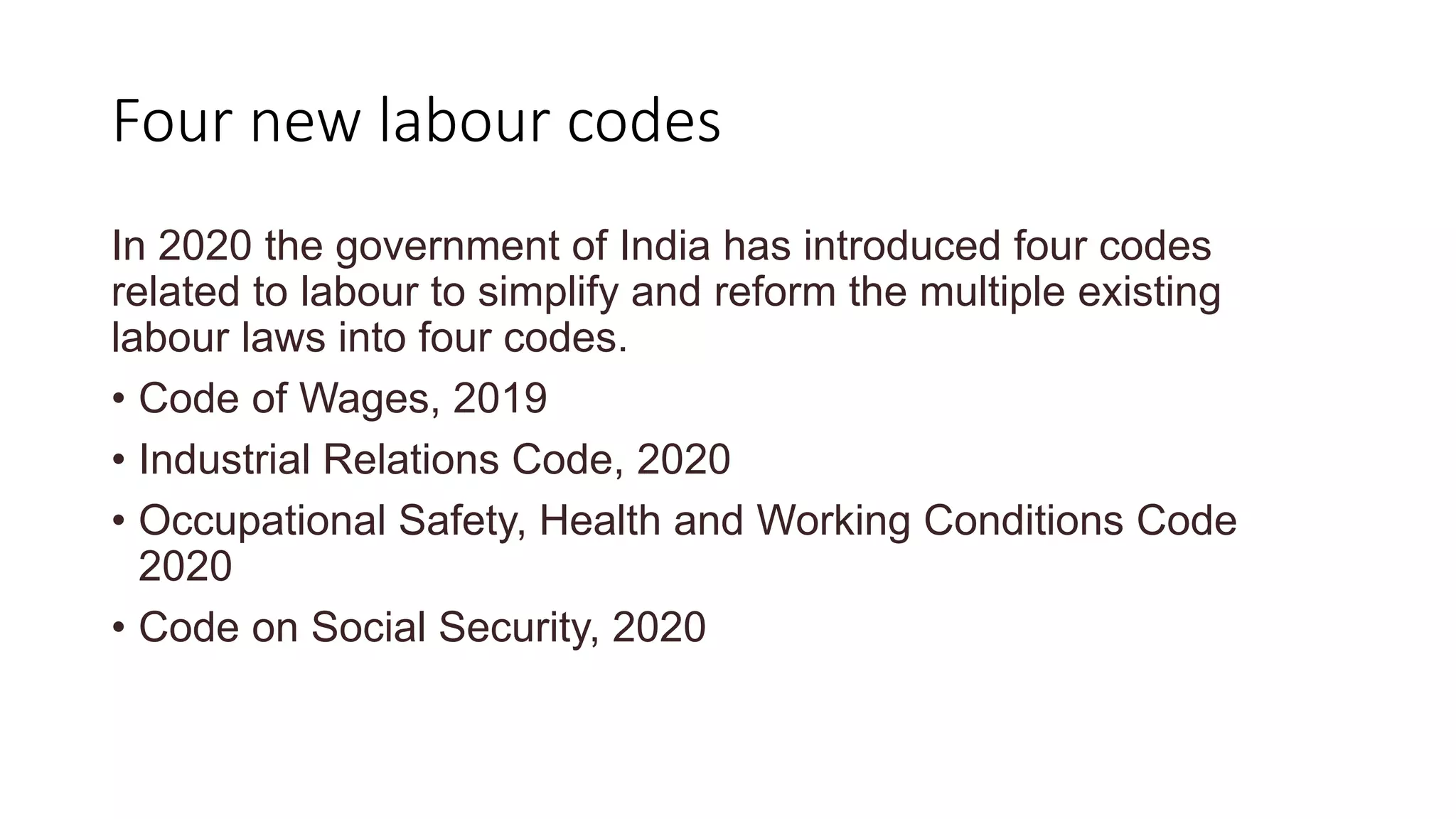 Labour Codes in India | PPTX