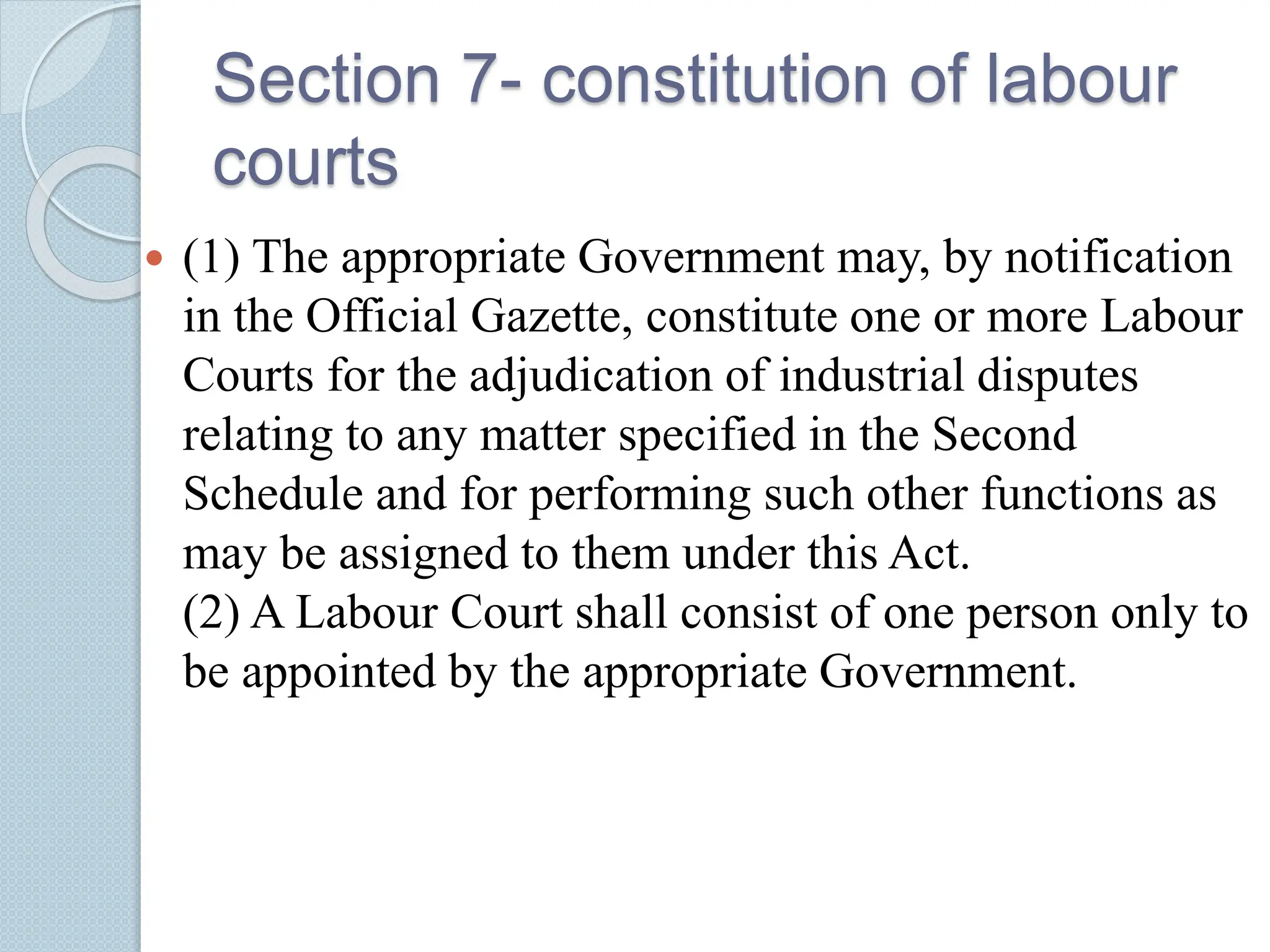 LABOUR COURTS - under labour law - section 7 | PPTX