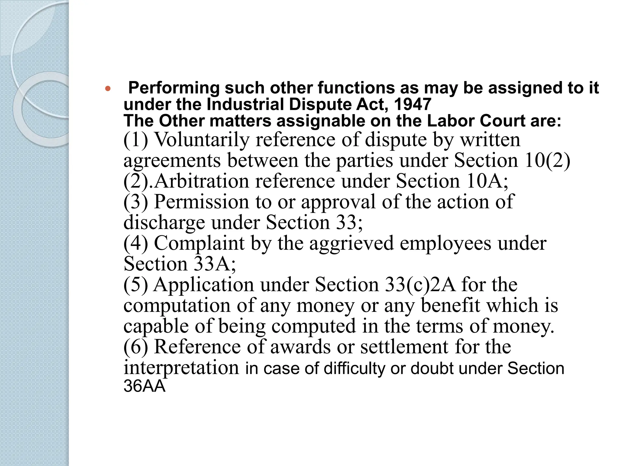 LABOUR COURTS - under labour law - section 7 | PPTX
