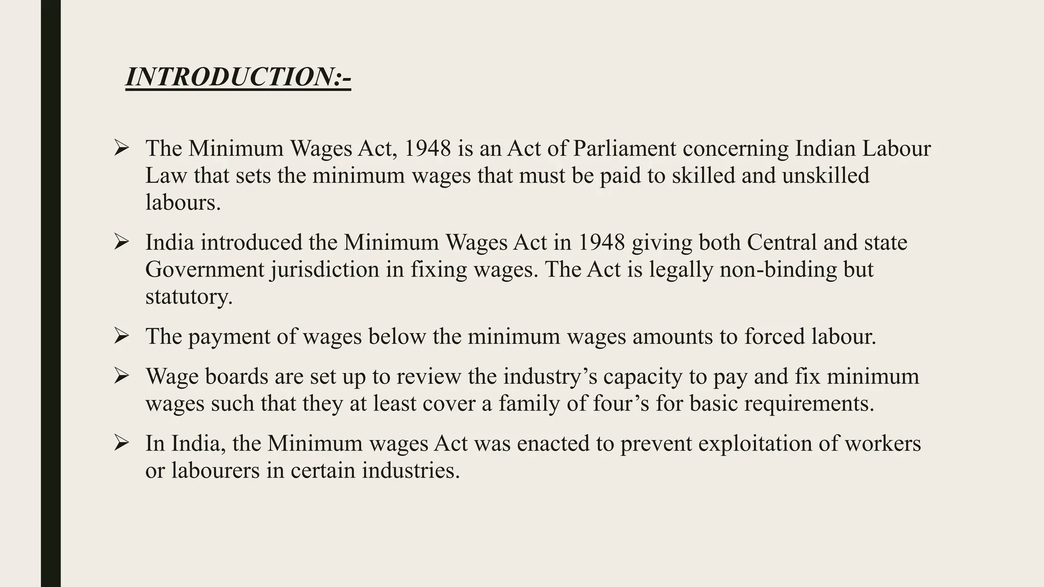 Minimum Wages act, 1948 | PPTX