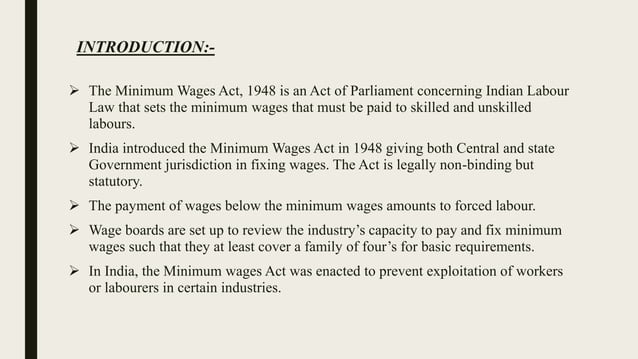 Minimum Wages act, 1948 | PPTX