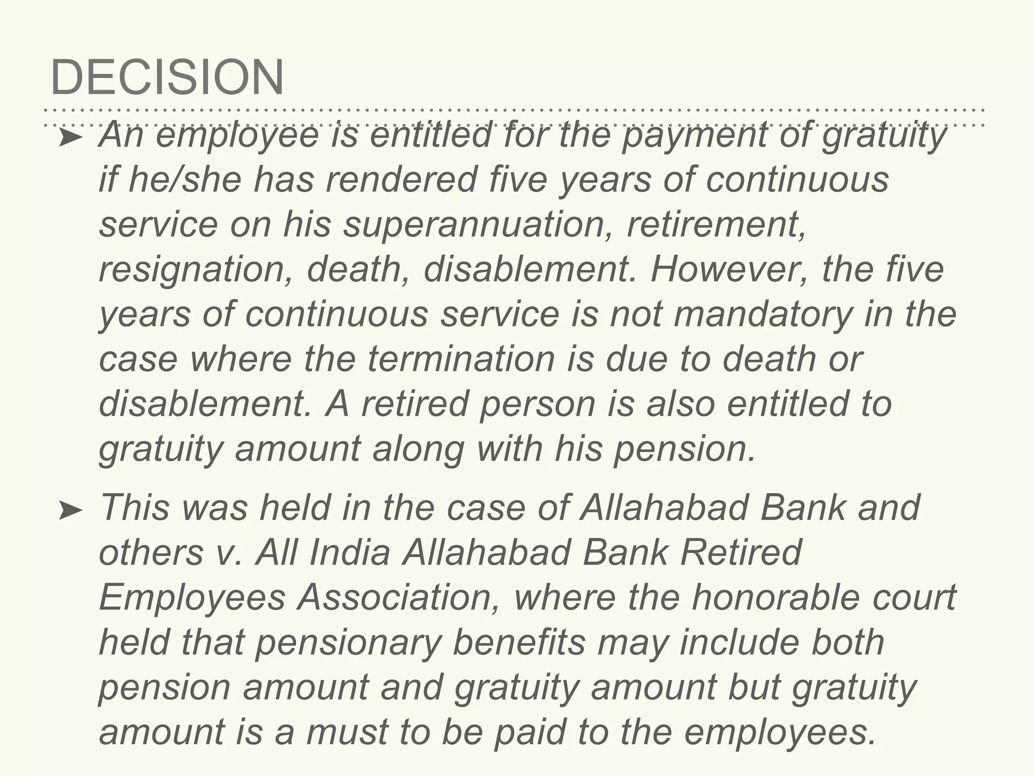Labour law Gratuity case laws | PPTX