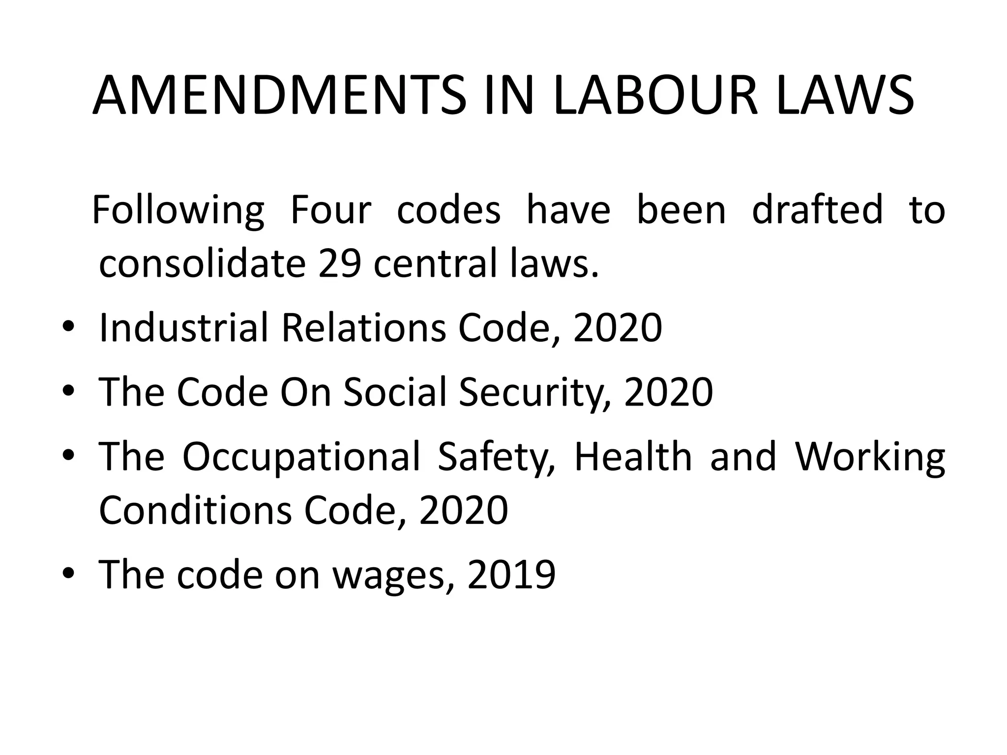 Labour law amendments 2020 | PPTX