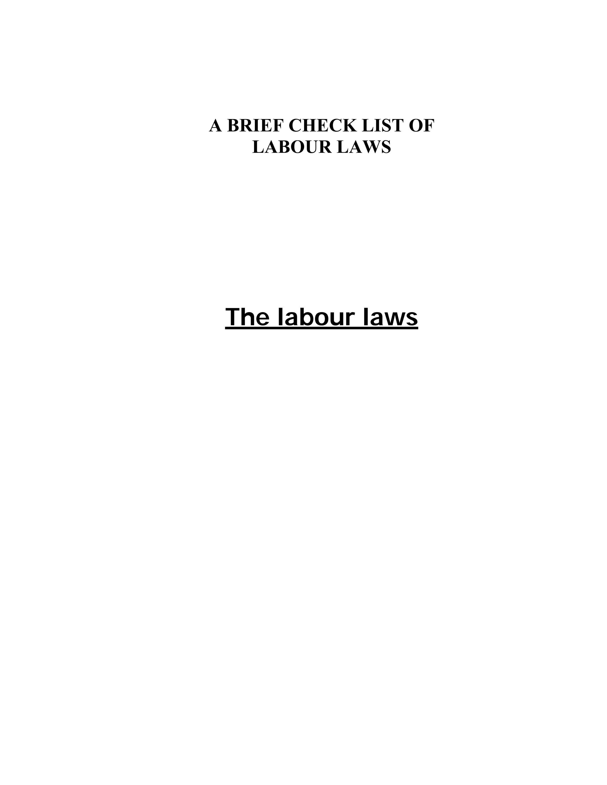Brief checklist of key Labour Law Acts | PDF