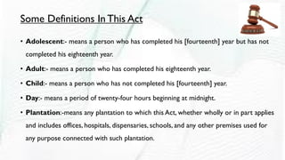 the plantation labour act , 1951 | PDF