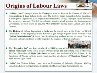 various Labour Laws in Construction Companies | PPTX