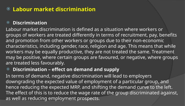 labour market discrimination short notes | PPTX | Job Market | Economy