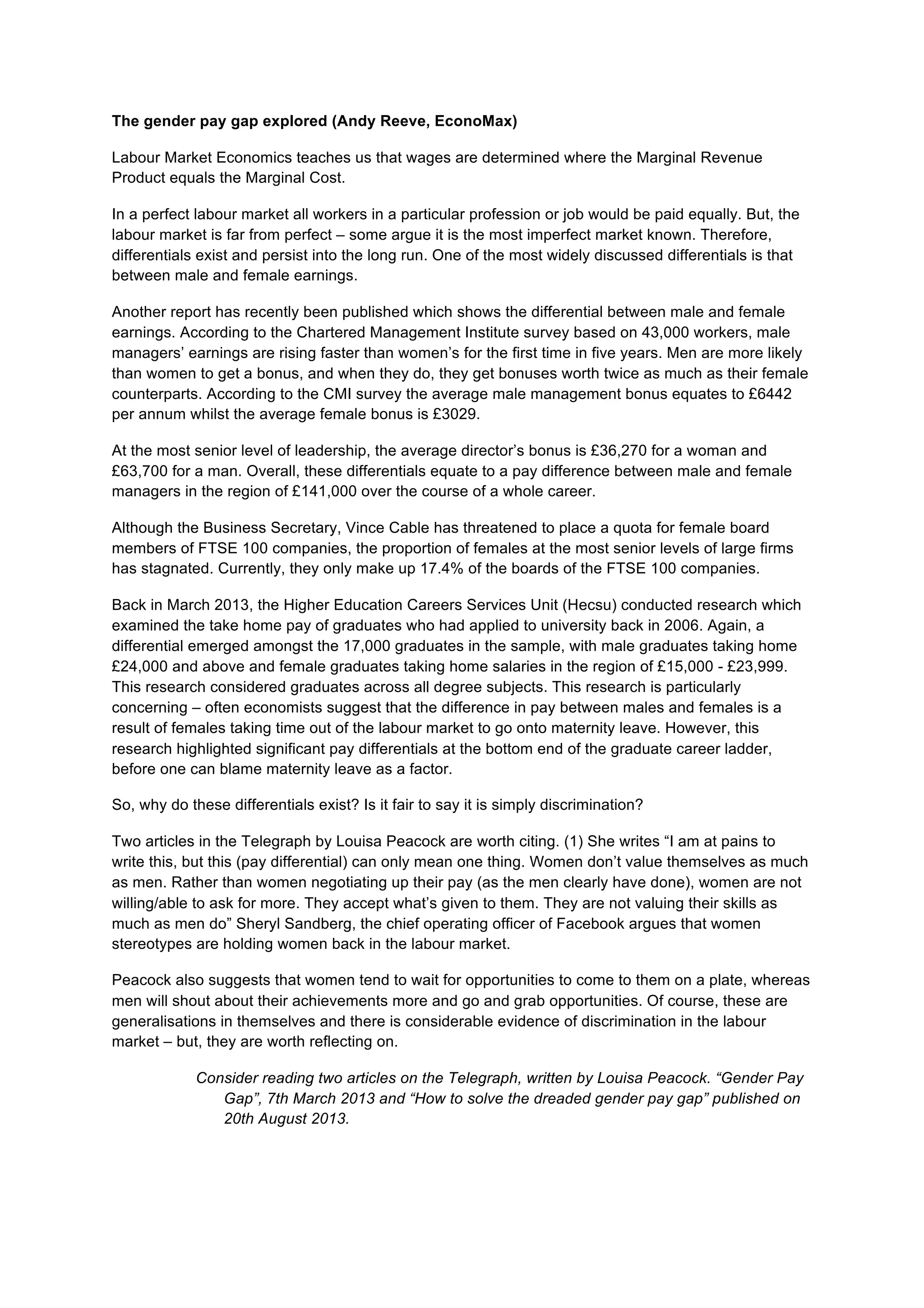 Labour Market Economics Revision Notes | PDF