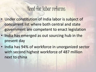 Labour reforms ultimate | PPTX | Job Market | Economy