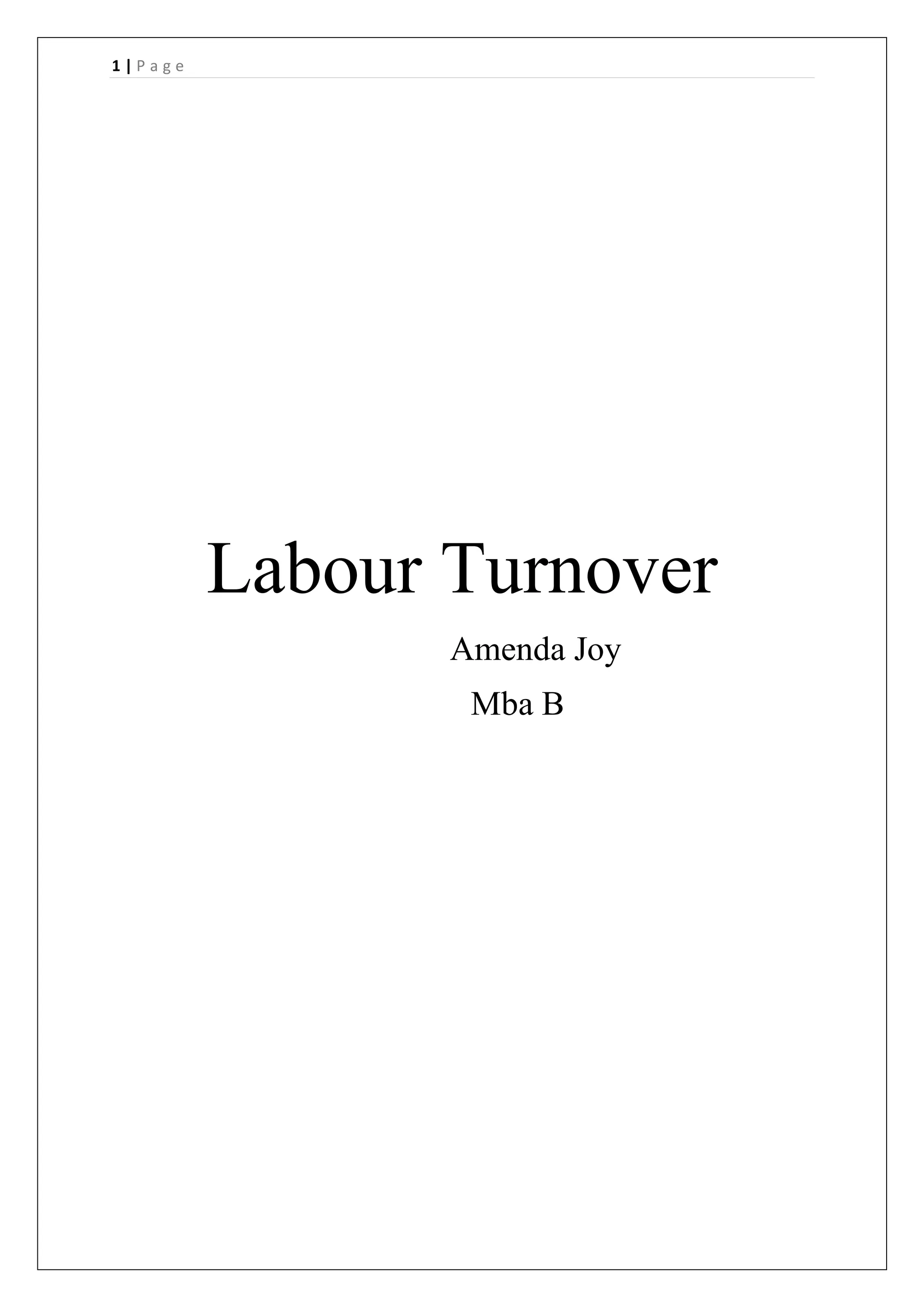 Labour turnover | PDF