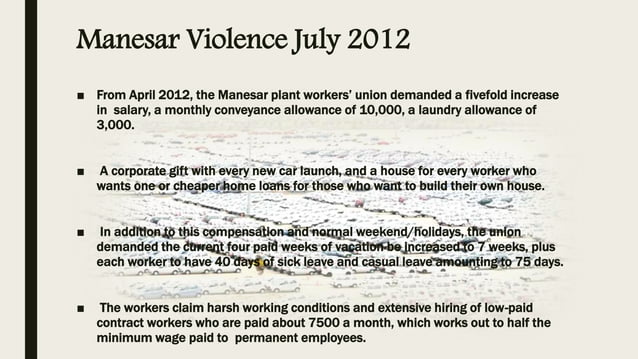 Labour unrest at manesar, plant of maruti suzuki | PPTX