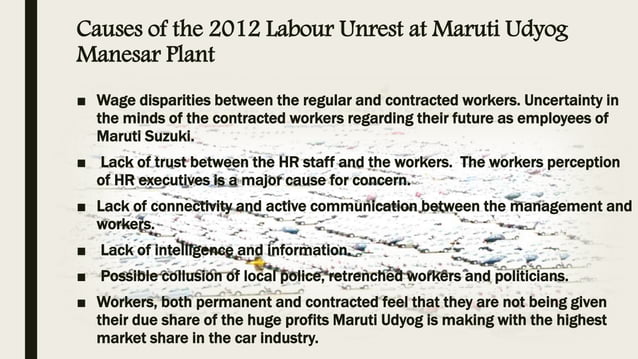 Labour unrest at manesar, plant of maruti suzuki | PPTX
