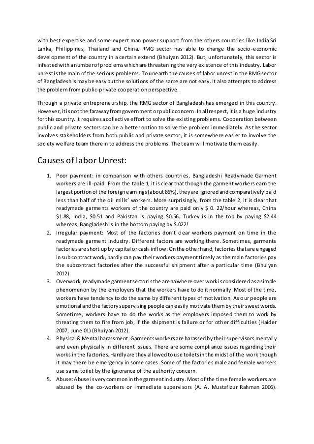 Labour unrest in the readymade garment sector of bangladesh am empiri…